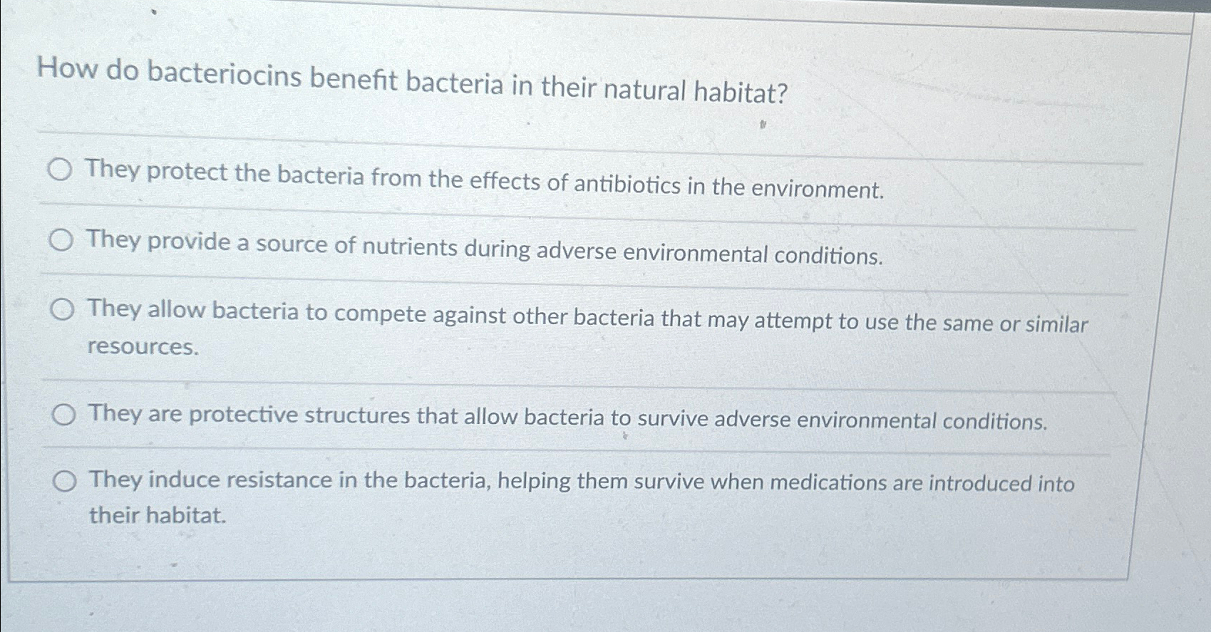 Solved How do bacteriocins benefit bacteria in their natural | Chegg.com