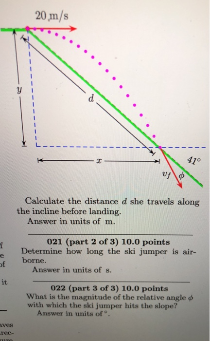 Solved A ski jumper travels down a slope and leaves the ski | Chegg.com