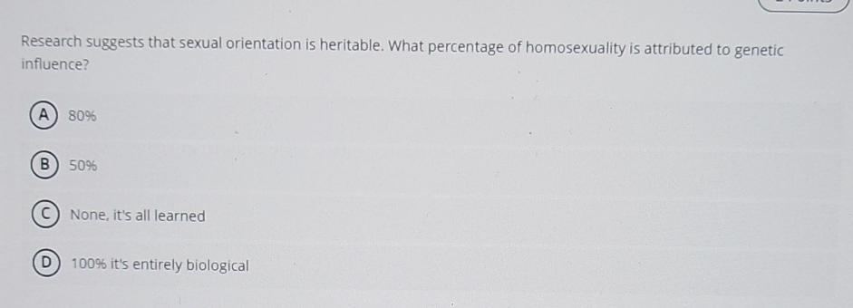 Solved Research suggests that sexual orientation is | Chegg.com