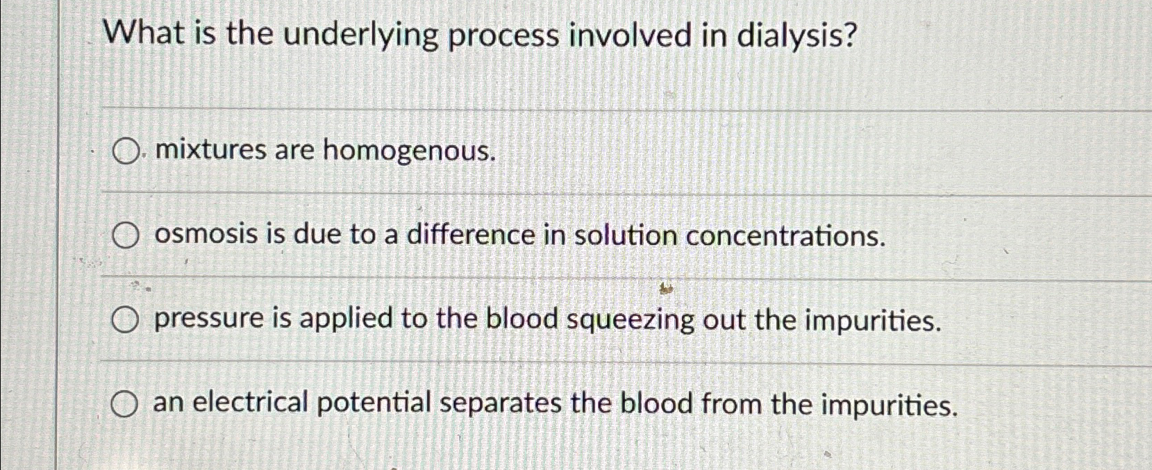 Solved What is the underlying process involved in | Chegg.com