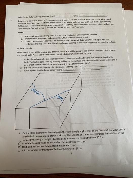 Solved Lab Crustal Deformation Faults and Folds) Name | Chegg.com