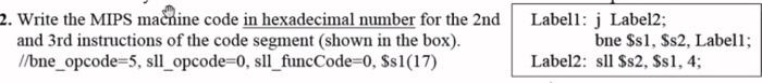 Solved Write the MIPS macnine code in hexadecimal number for | Chegg.com