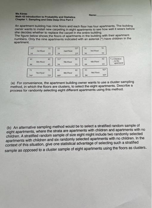 Solved Name: Ms Abrao Math 43 Introduction to Probability | Chegg.com