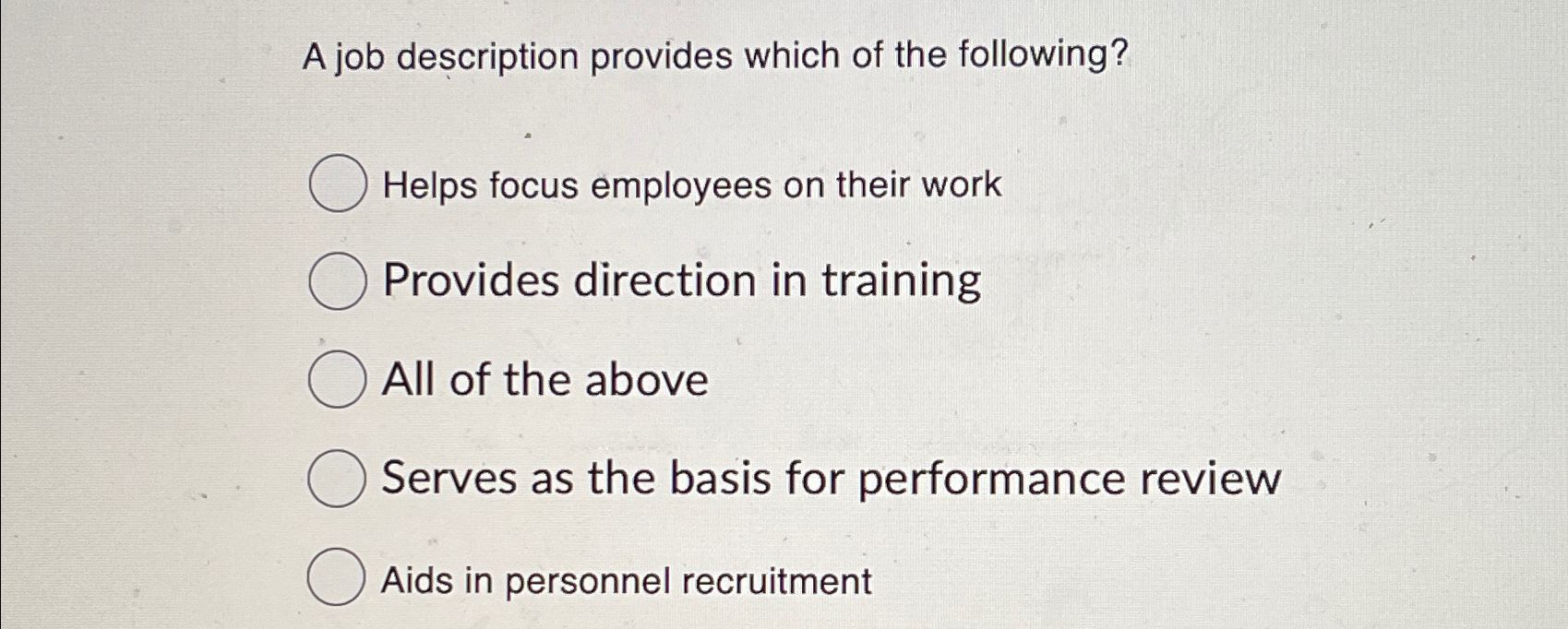 Solved A job description provides which of the | Chegg.com