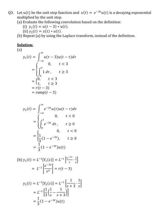 Solved Q3. Let u(t) be the unit step function and | Chegg.com