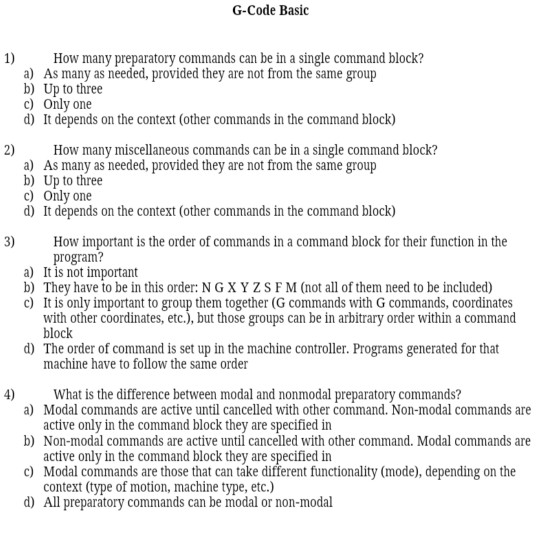 Solved G-Code Basic 1) 2) 3) How many preparatory commands | Chegg.com
