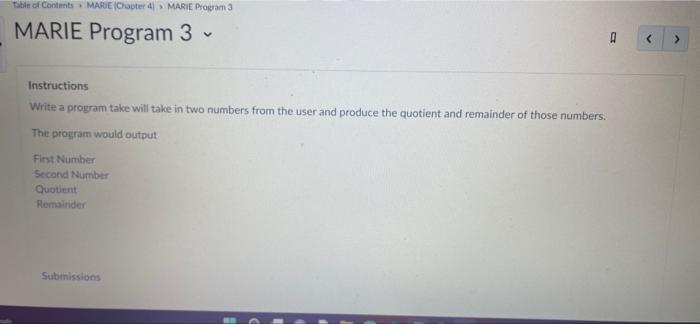 Solved Table of Content MARIE Chapter 41 > MARIE Program 3 | Chegg.com