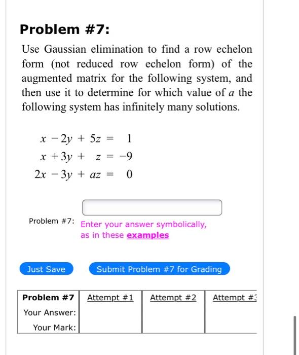 Solved Problem \#7: Use Gaussian elimination to find a row | Chegg.com