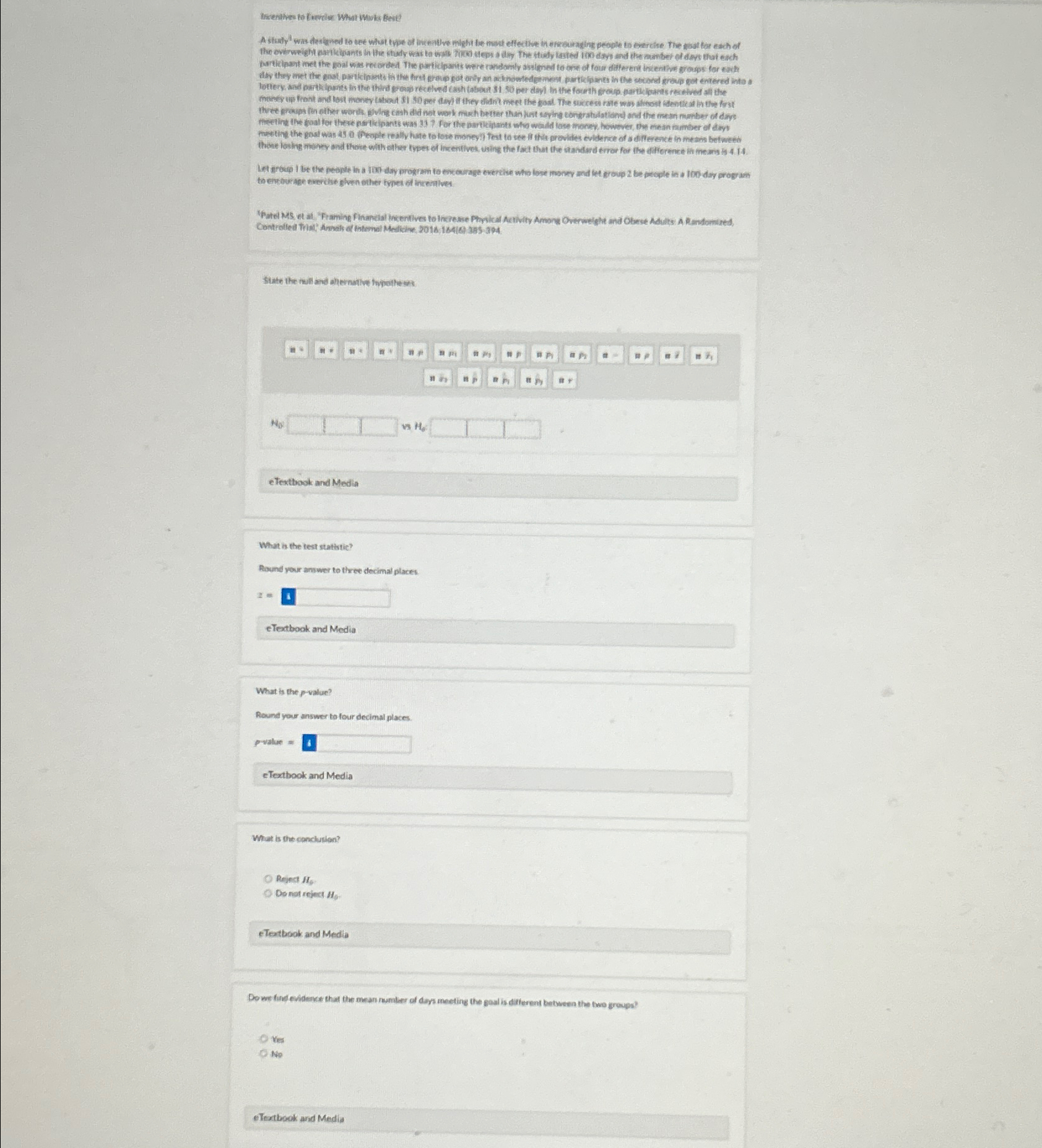 Solved eTextbook and MediaWhat is the test stattstic?Round | Chegg.com