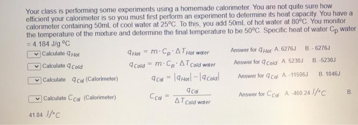 Solved Your class is performing some experiments using a | Chegg.com