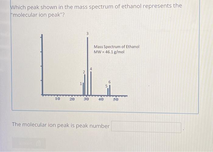 Solved Which peak shown in the mass spectrum of ethanol | Chegg.com