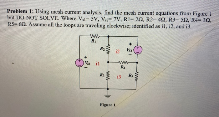 Solved Problem 1: Using mesh current analysis, find the mesh | Chegg.com