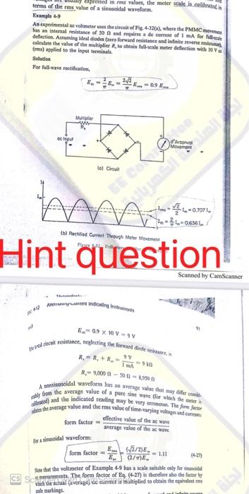 Solved Rm=50ohm Full scale deflection Current =1 mA Q4 Using | Chegg.com