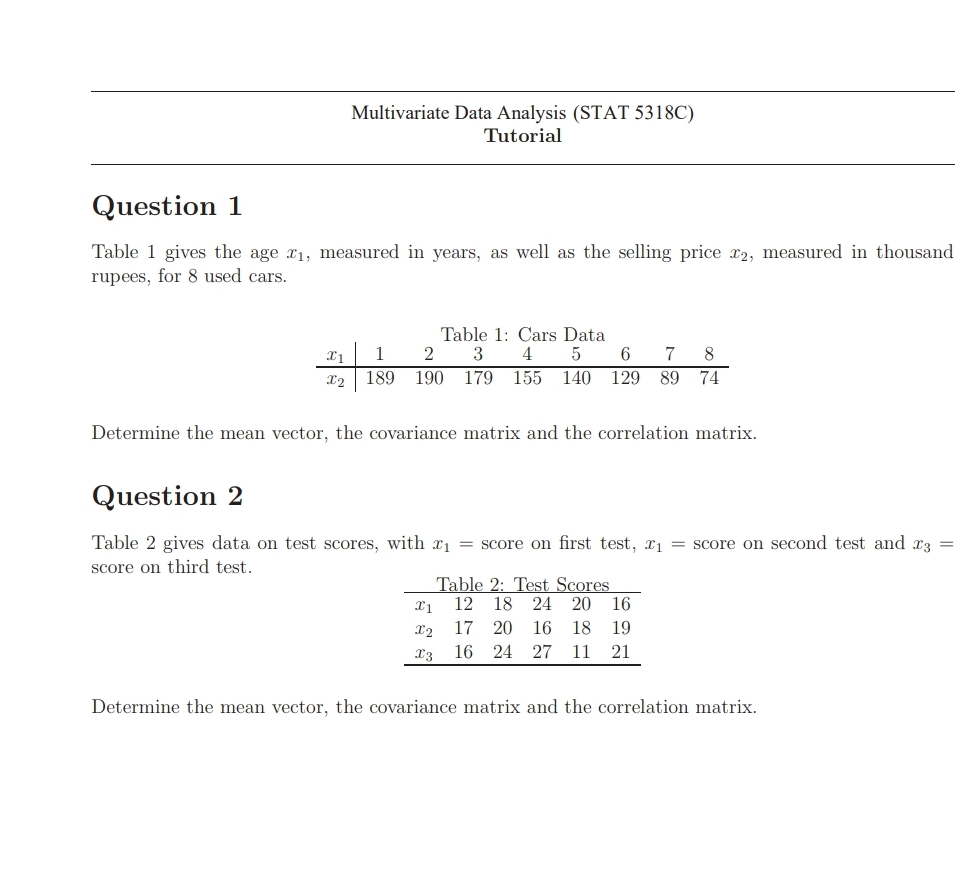 Multivariate Data Analysis (STAT | Chegg.com