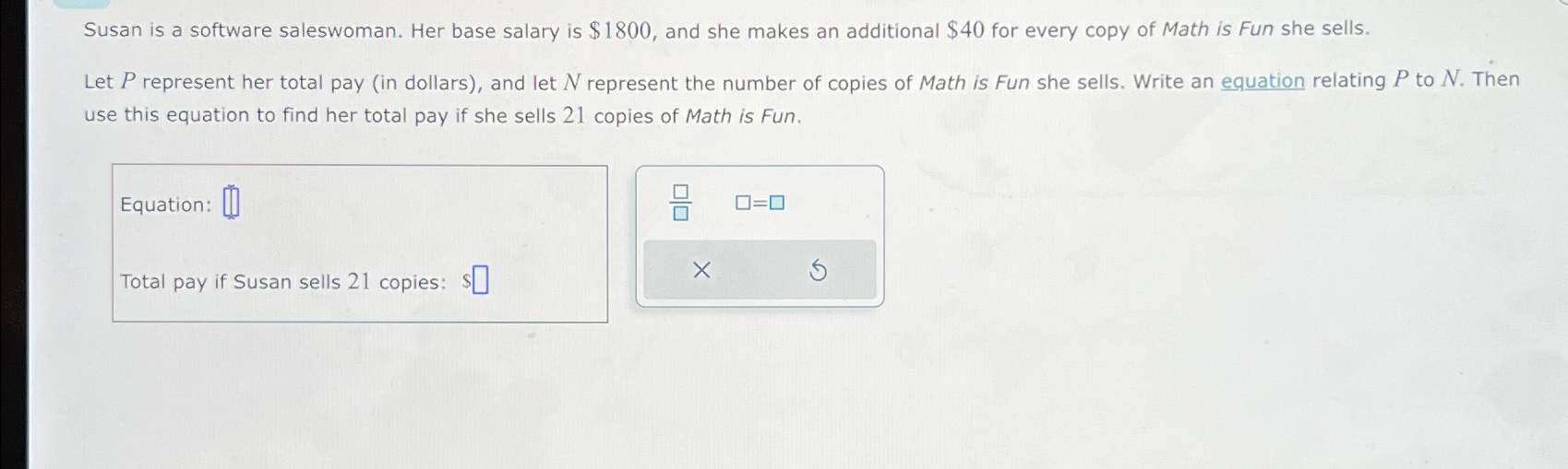 Solved Susan is a software saleswoman. Her base salary is | Chegg.com