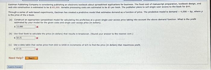 is the price of the e-book. estimated by your model | Chegg.com