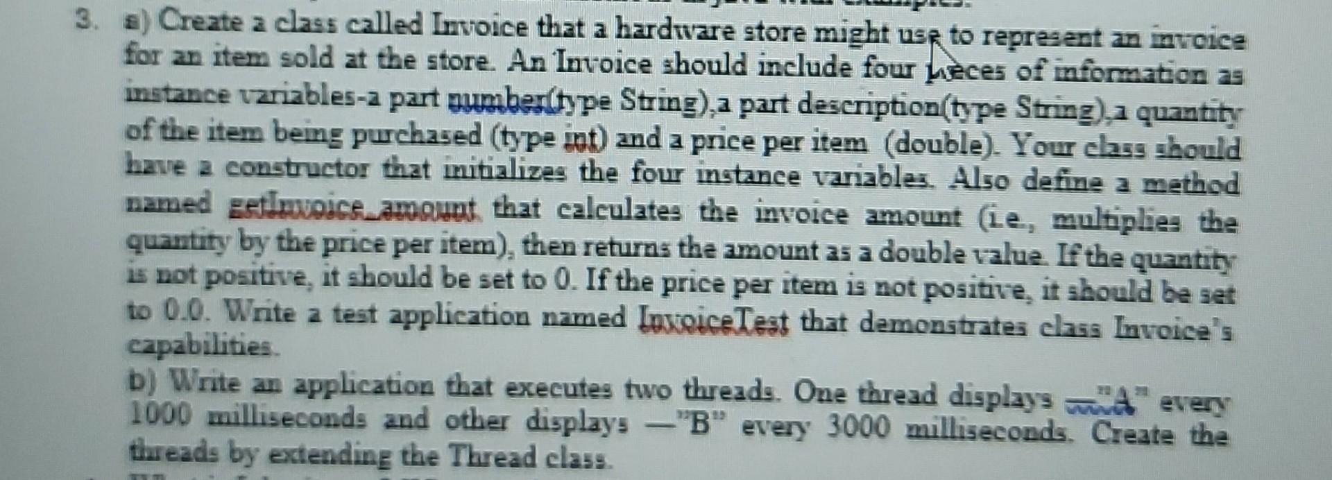 Solved 3. s) Create a class called Invoice that a hardware | Chegg.com