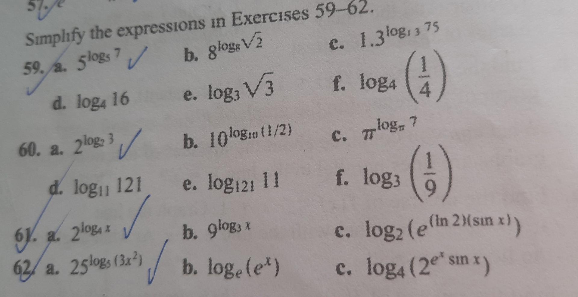 Solved 57 Simplify the expressions in Exercises 59-62. b. | Chegg.com