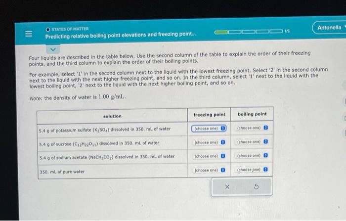 Solved Four liquids are described in the table below. Use | Chegg.com