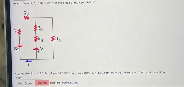 Solved What is the emf, E, of the battery in the circuit of | Chegg.com