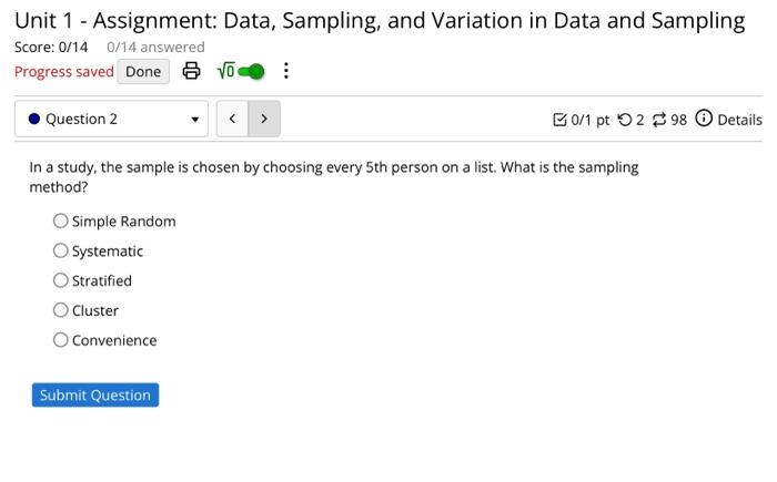 Solved Unit 1 - Assignment: Data, Sampling, and Variation in | Chegg.com