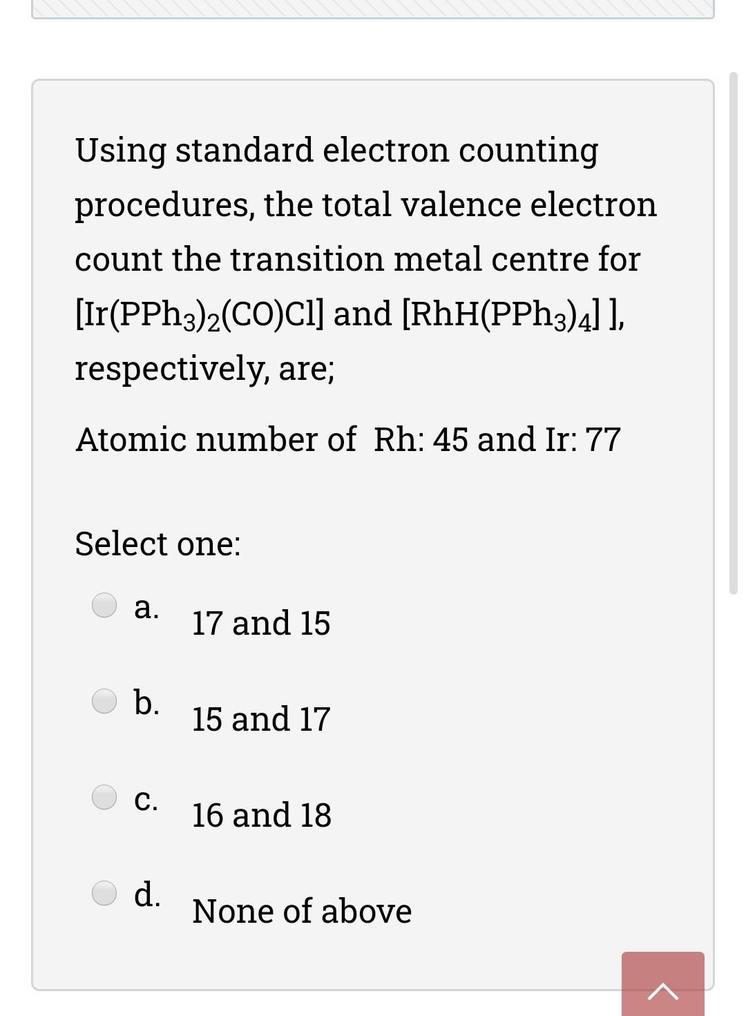 Solved Using standard electron counting procedures, the | Chegg.com