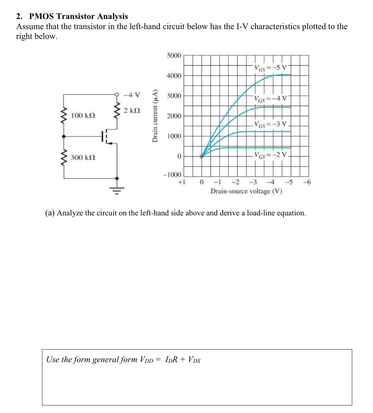 Solved 2. ﻿PMOS Transistor Analysis Assume that the | Chegg.com
