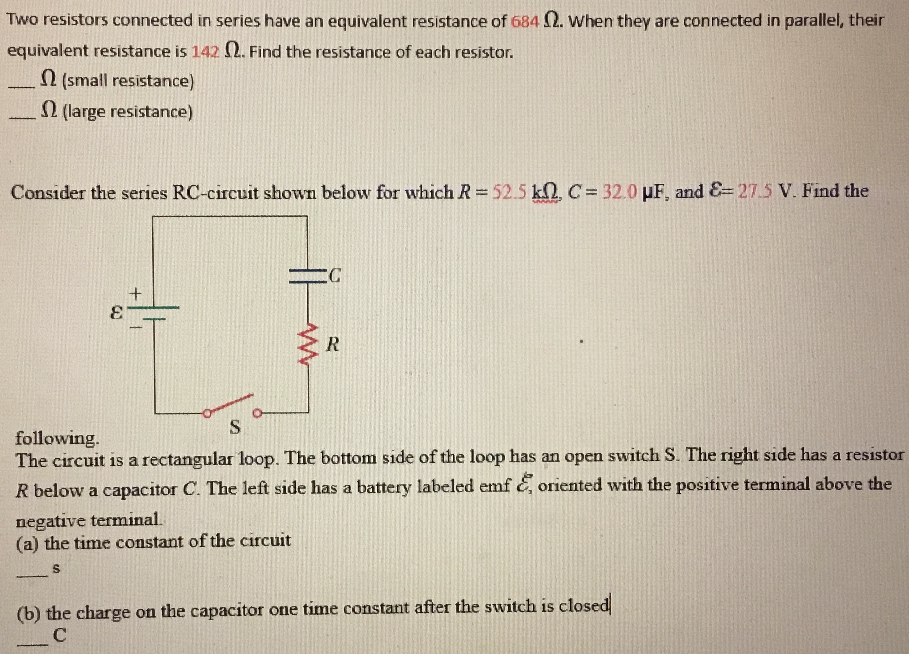 Solved Two resistors connected in series have an equivalent | Chegg.com