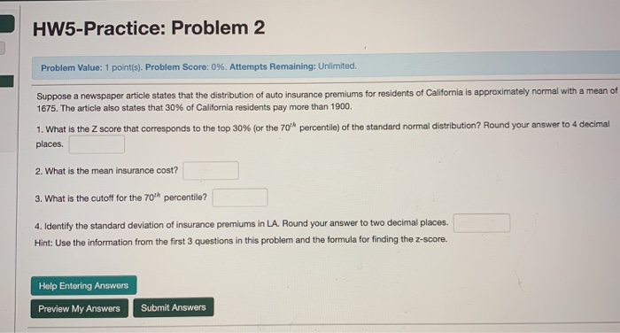 Solved HW5-Practice: Problem 2 Problem Value: 1 points). | Chegg.com