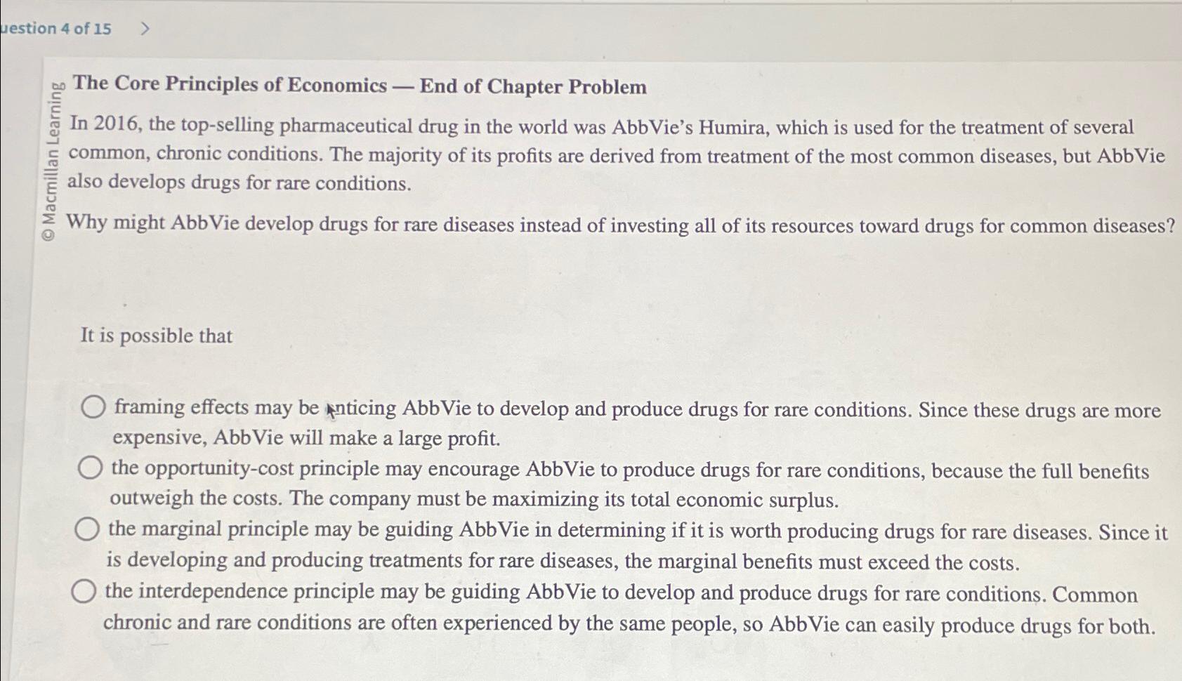 Solved uestion 4 ﻿of 15The Core Principles of Economics - | Chegg.com