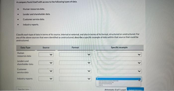 Solved Classify each type of data in terms of its source, | Chegg.com