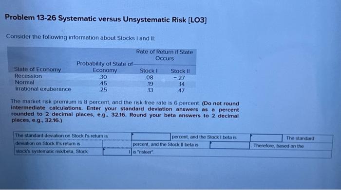 Solved Problem 13-26 Systematic versus Unsystematic Risk | Chegg.com