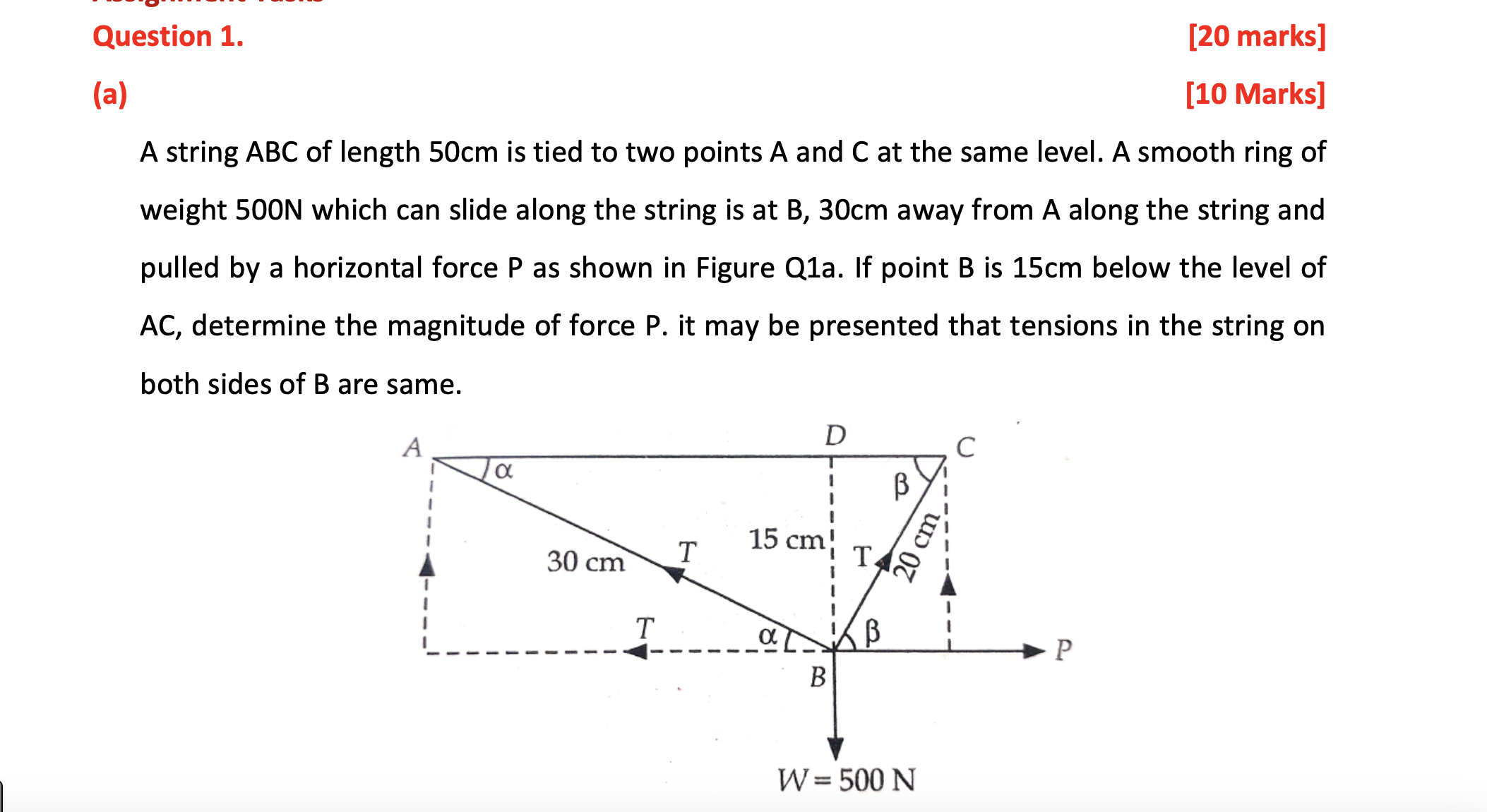 Solved Question 1.[20 ﻿marks](a)[10 ﻿Marks]A string \( ﻿A B | Chegg.com