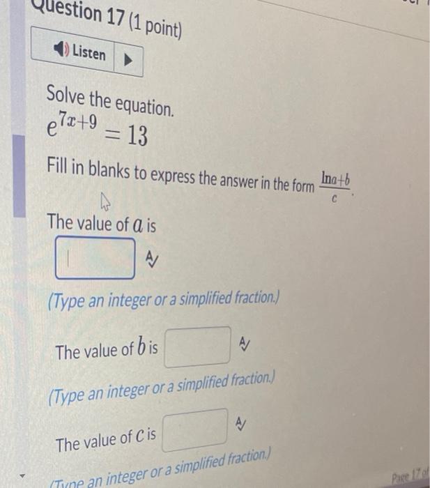 Solved E7x 9 13 Fill In Blanks To Express The Answer In The