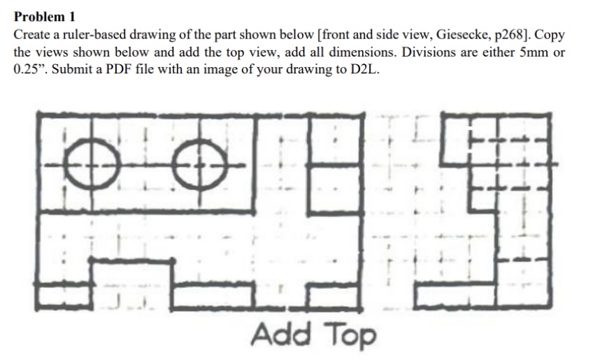 Solved Problem 1Create a ruler-based drawing of the part | Chegg.com