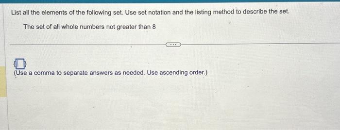 Solved List all the elements of the following set. Use set | Chegg.com