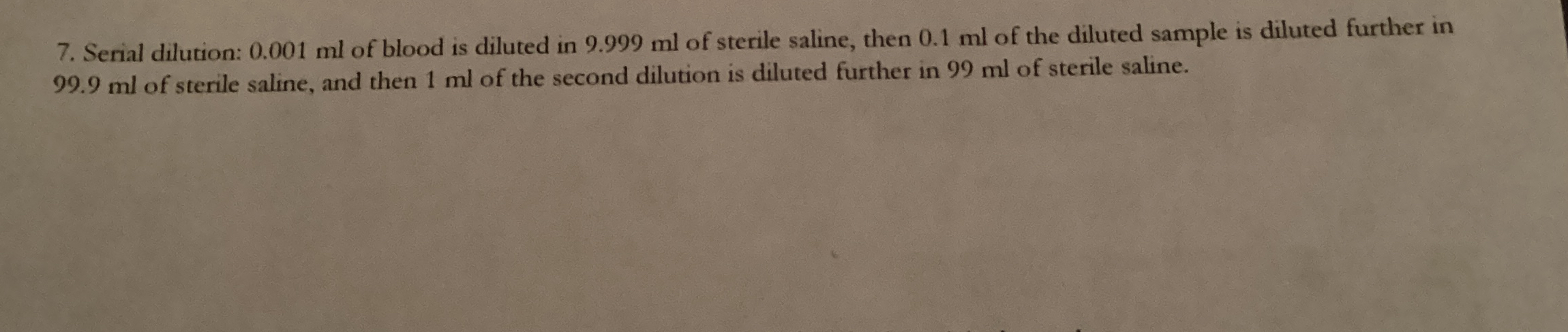 Solved Serial dilution: 0.001ml ﻿of blood is diluted in | Chegg.com