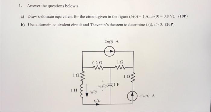 Solved 1. Answer the questions below. a) Draw s-domain | Chegg.com