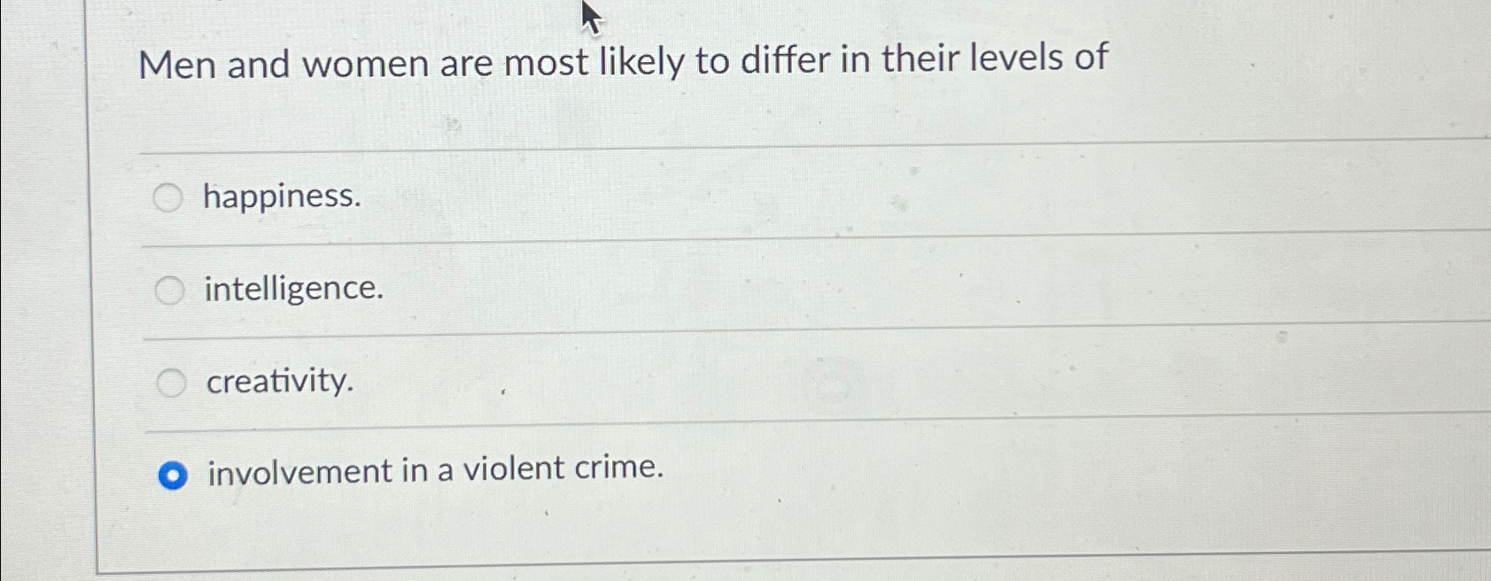 Solved Men and women are most likely to differ in their | Chegg.com
