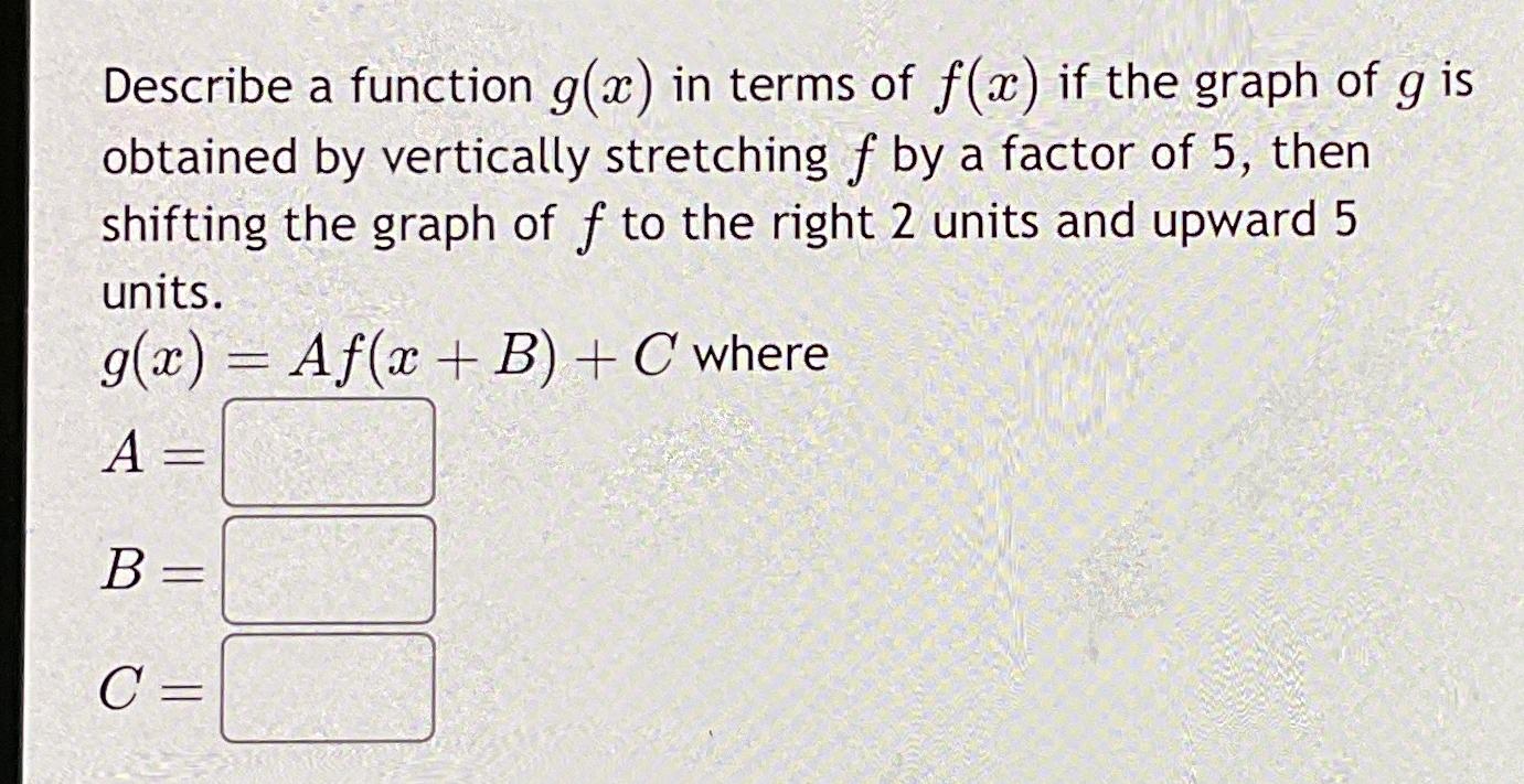 Solved Describe a function g(x) ﻿in terms of f(x) ﻿if the | Chegg.com