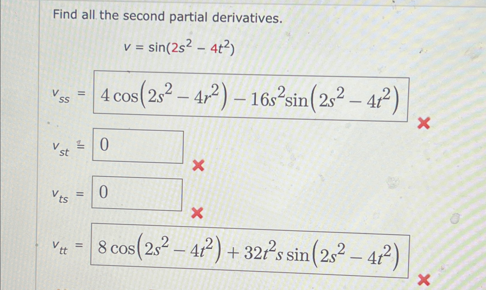 Solved Find all the second partial | Chegg.com
