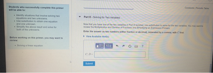Constants Periodic Table Students who successfully | Chegg.com