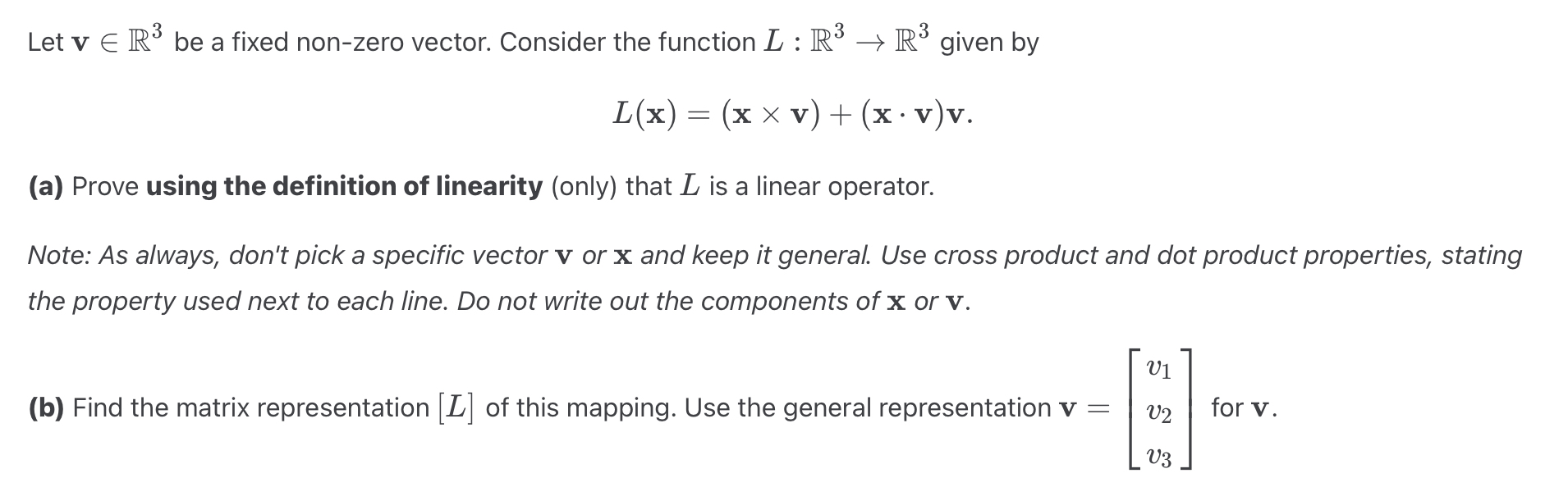 Solved Let vinR3 ﻿be a fixed non-zero vector. Consider the | Chegg.com