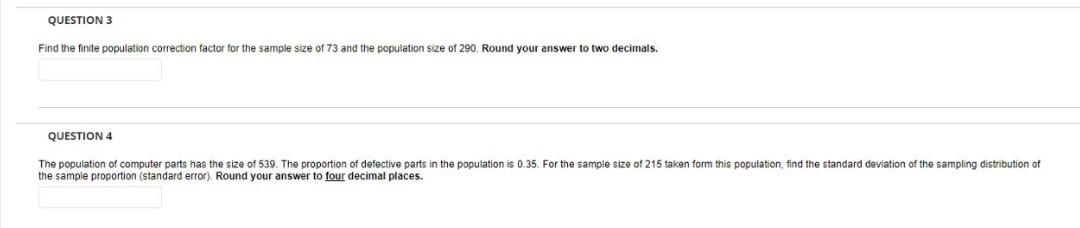 Solved Find The Finite Population Correction Factor For The 4301