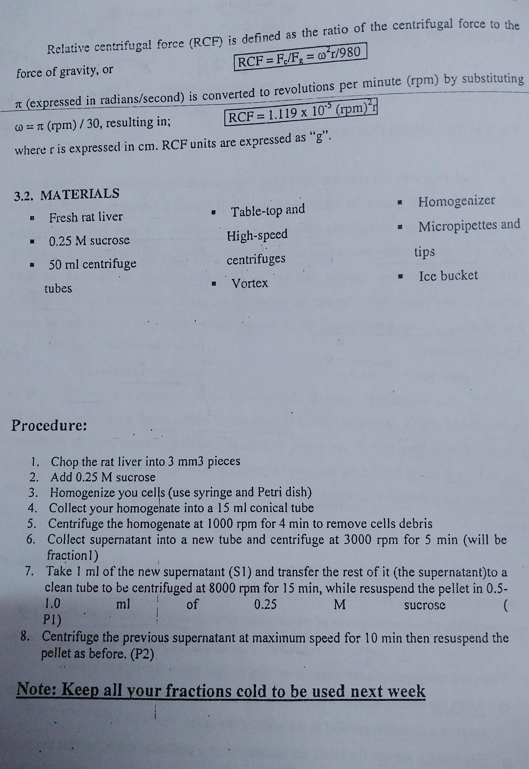Solved Relative centrifugal force (RCF) is defined as the | Chegg.com