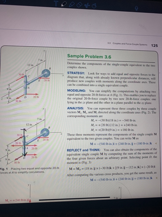 Solved 33 Couples and Force-Couple Systems 125 Sample | Chegg.com