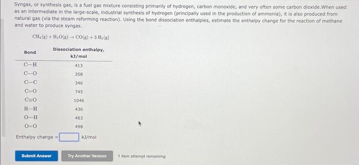Solved Syngas, or synthesis gas, is a fuel gas mixture | Chegg.com