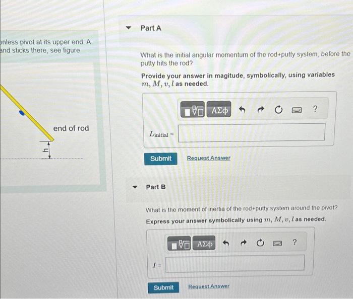 Solved A thin uniform rod of mass M and length ℓ is | Chegg.com