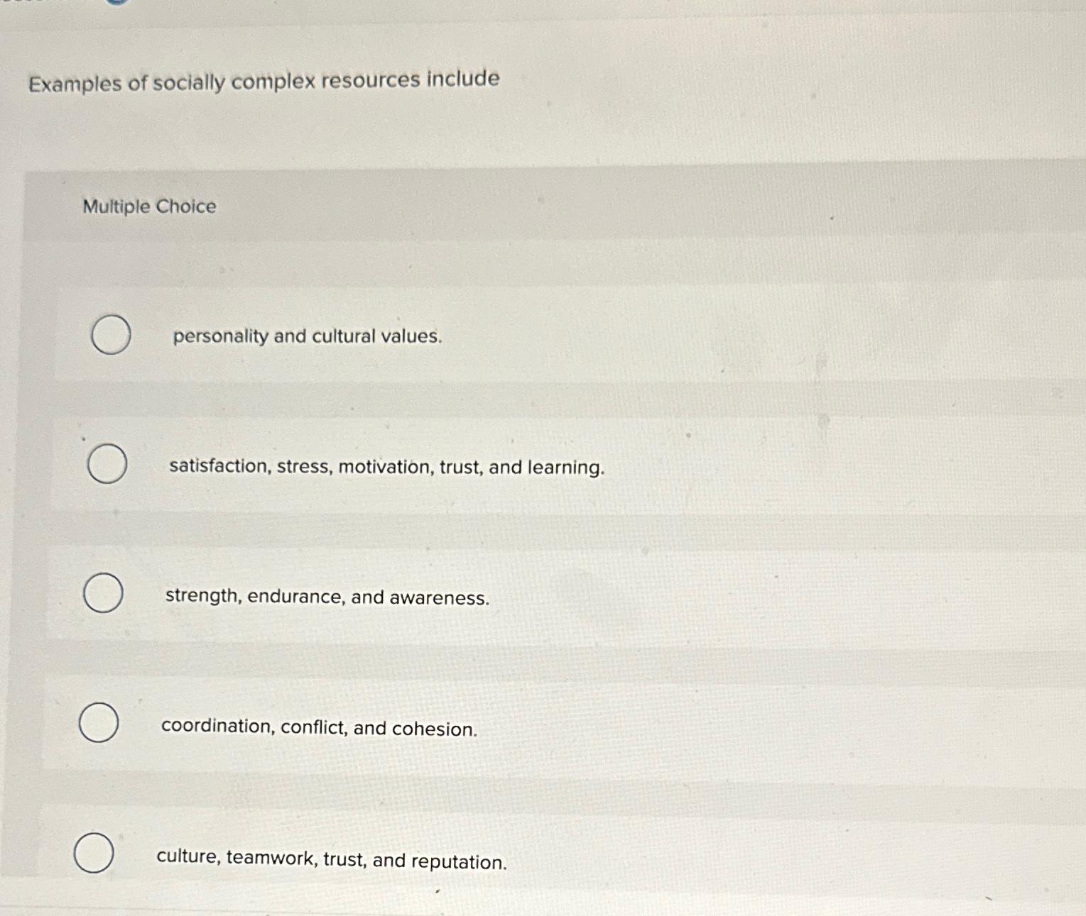 Solved Examples of socially complex resources | Chegg.com