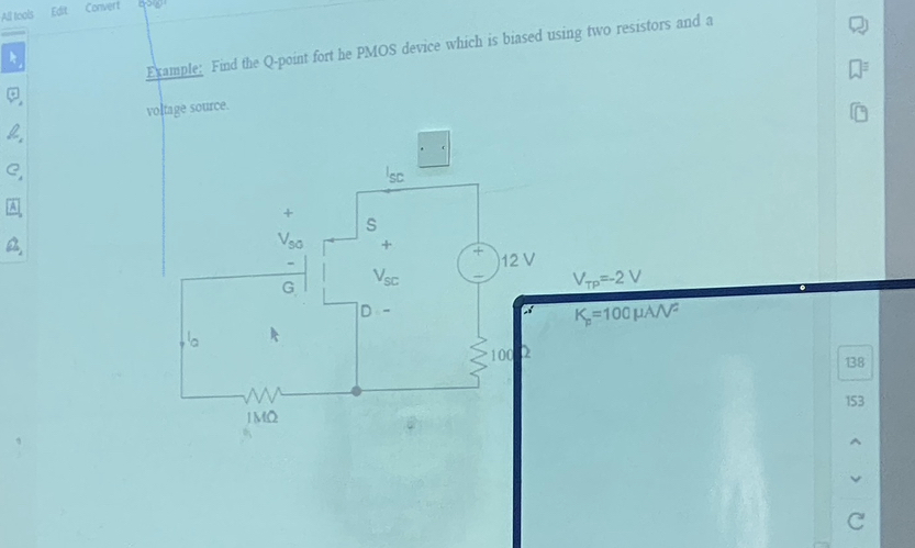 Solved Example: Find the Q-point fort he PMOS device which | Chegg.com